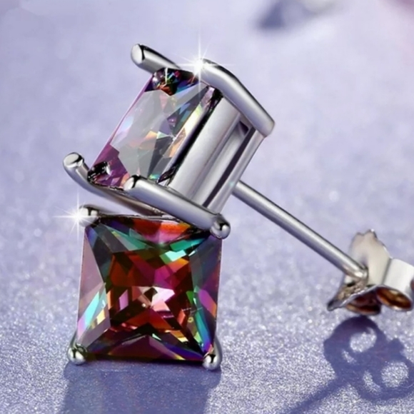 Accessories | 925 Sterling Silver Multi Colored Topaz Stud Earrings New ...